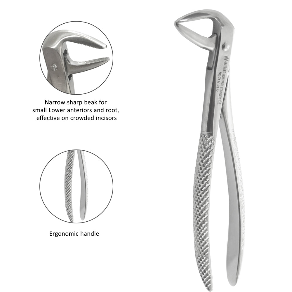 Waldent Tooth Extraction Forceps Lower Anteriors & Roots No.74N (1/112 ...